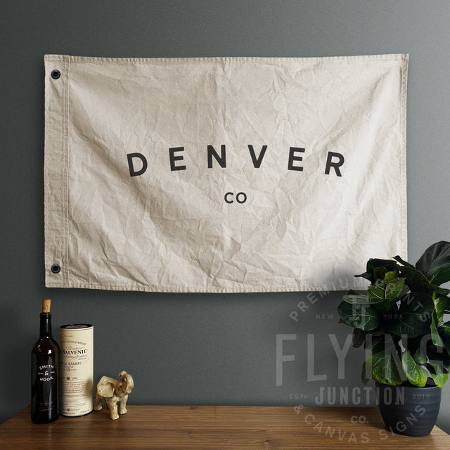 Denver Colorado Cotton Canvas Flag / Banner Hand Painted